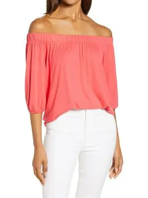 Loveappella Off-the-shoulder Top - Coral