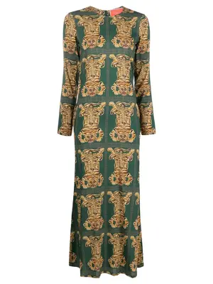 La DoubleJ Swing Tiger-print Maxi Dress - Green