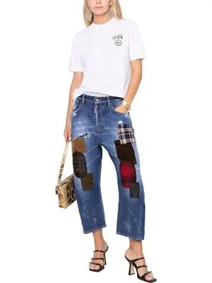 Dsquared2 Patchwork Cropped Jeans - Blue