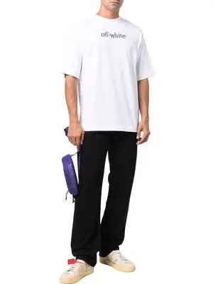 Off-White Diagonals Print Straight-leg Jeans - Black