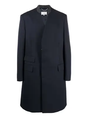 MAISON MARGIELA Collarless Mid-length Coat - Blue