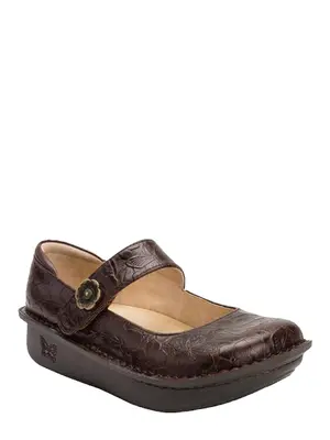 ALEGRIA Alegria By PG Lite Paloma Platform Mary Jane Flutter Chocolate Leather