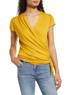 Loveappella Faux Wrap Top - Sunflower