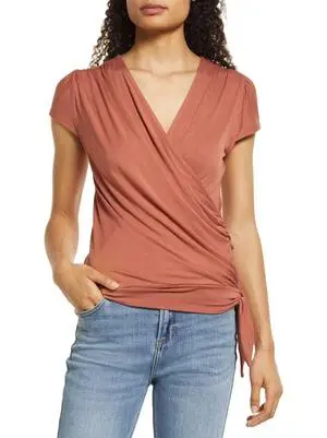 Loveappella Faux Wrap Top - Terracotta