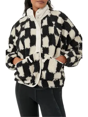 Free People Free People FP Movement Rocky Ridge Fleece Jacket Black Check