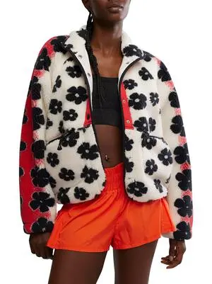 Free People Rocky Ridge Fleece Jacket - Graphic Daisy Combo