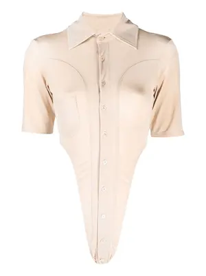 NINAMOUNAH Cut-out Button-up Shirt - Neutrals