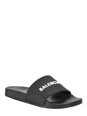 Balenciaga Pool Slide Sandals - Noir/blanc