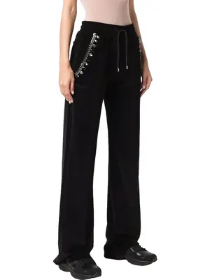 Philipp Plein Crystal Chain Velvet Track Pants - Black