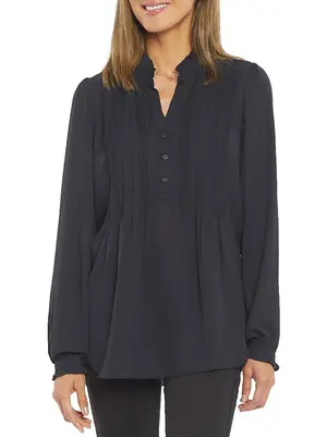 NYDJ Nydj Printed Pleated Shirt Black