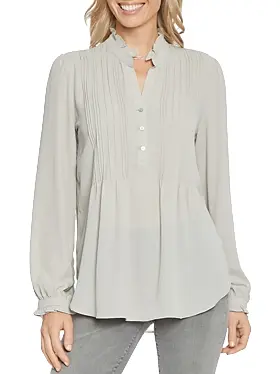 NYDJ Nydj Printed Pleated Shirt Feather
