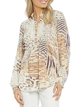 NYDJ Nydj Printed Pleated Shirt Wild Thing