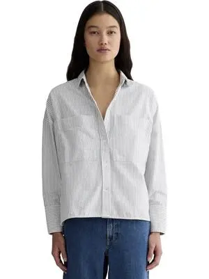 Everlane Boxy Oxford Shirt Black/white