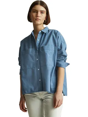 Everlane Boxy Oxford Shirt Bluefin