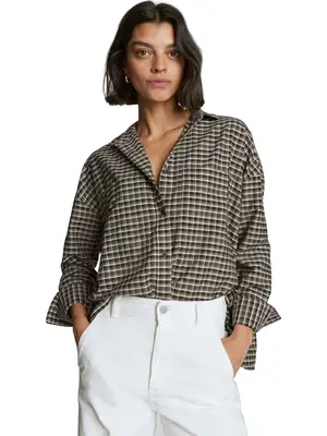 Everlane Boxy Oxford Shirt Falcon Mini Plaid