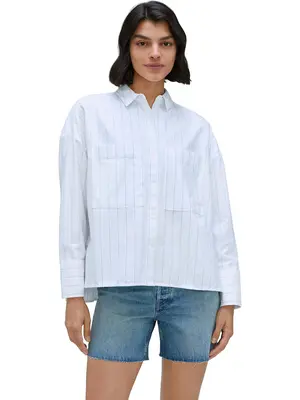 Everlane Boxy Oxford Shirt Mint/white