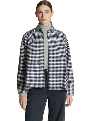 Everlane Boxy Oxford Shirt Ocean Cavern Plaid