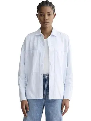 Everlane Boxy Oxford Shirt White / Blue