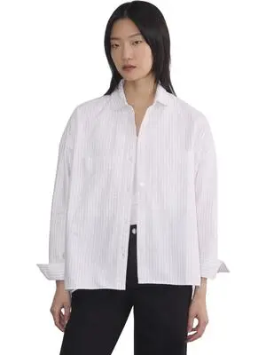 Everlane Boxy Oxford Shirt White/black