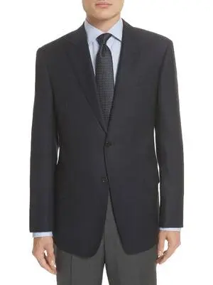 Emporio Armani Trim Fit Wool Blazer - Navy
