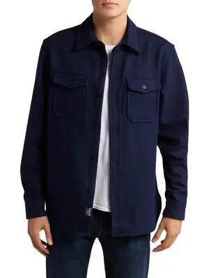 SCHOTT Cpo Wool Blend Work Shirt - Blue