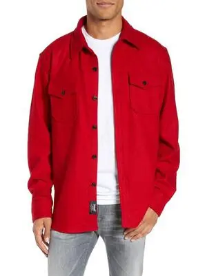 SCHOTT Cpo Wool Blend Work Shirt Red