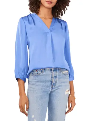 Vince Camuto Satin Blouse Blue Jay