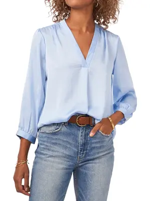 Vince Camuto Satin Blouse Blue Opal