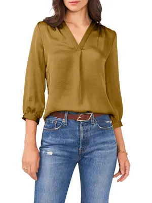 Vince Camuto Satin Blouse Olive