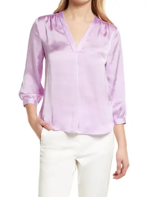Vince Camuto Satin Blouse Soft Iris