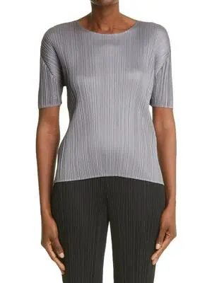 Issey Miyake Pleated Top - Grey