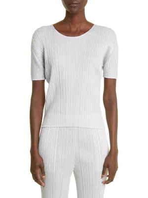 Issey Miyake Pleats Please Issey Miyake Pleated Top Light Grey