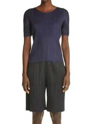 Issey Miyake Pleats Please Issey Miyake Pleated Top Navy