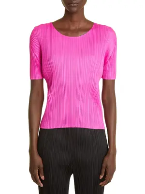 Issey Miyake Pleats Please Issey Miyake Pleated Top Pink