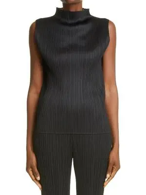 ISSEY MIYAKE Pleats Please Issey Miyake Pleated Funnel Neck Top