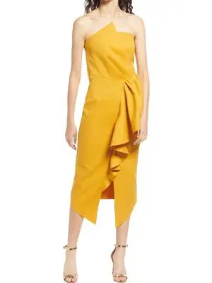 ELLIATT Elliatt Reception Cascade Strapless Dress Mustard