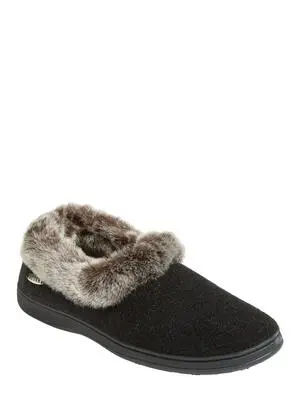 Acorn Faux Fur Slipper - Black