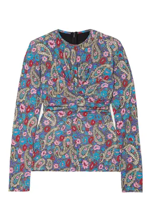 Isabel Marant Linazi Printed Jersey Top - Blue