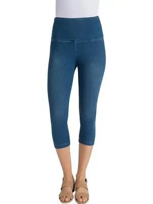 Lyssé Denim Capri Leggings - Mid Wash