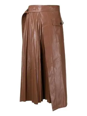 LVIR Faux Leather Wrap Midi Skirt