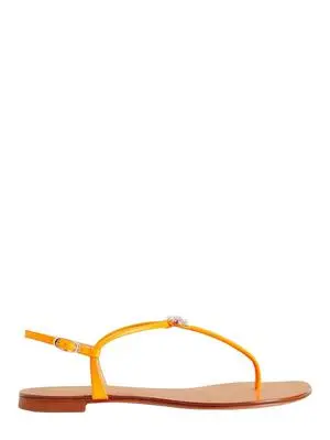 GIUSEPPE ZANOTTI Hollie Crystal Embellished Leather Flip Flops - Orange
