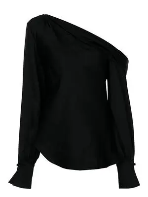 Simkhai Alice One-shoulder Stain Blouse - Black