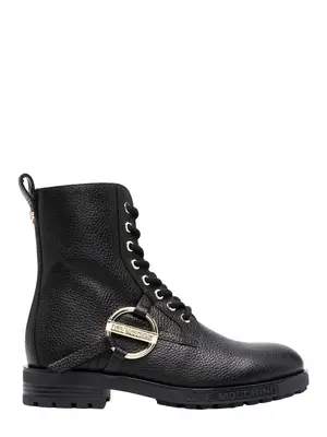 Moschino Logo-plaque Boots - Black
