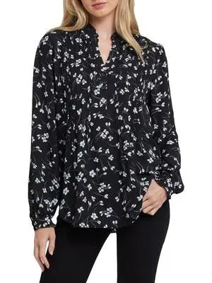 NYDJ NYDJ Pleated Yoke Peasant Blouse Primrose Path