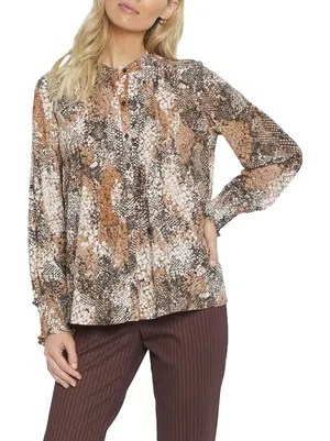 NYDJ NYDJ Pleated Peasant Blouse Copperhead
