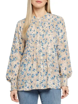 NYDJ NYDJ Pleated Peasant Blouse Wind River