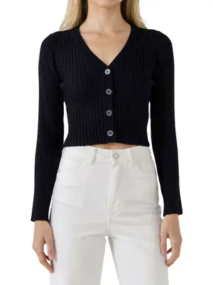 Endless Rose Endless Rose Ribbed Crop Cardigan Black