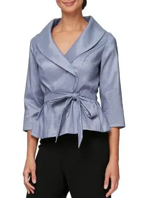 Alex Evenings ALEX EVENINGS Tie Waist Brushed Satin Top Lavender