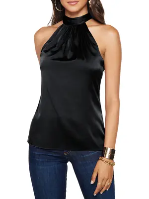 Ramy Brook Ramy Brook Lori Stretch Silk Halter Top Black