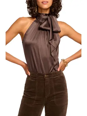 Ramy Brook Ramy Brook Lori Stretch Silk Halter Top Desert Brown